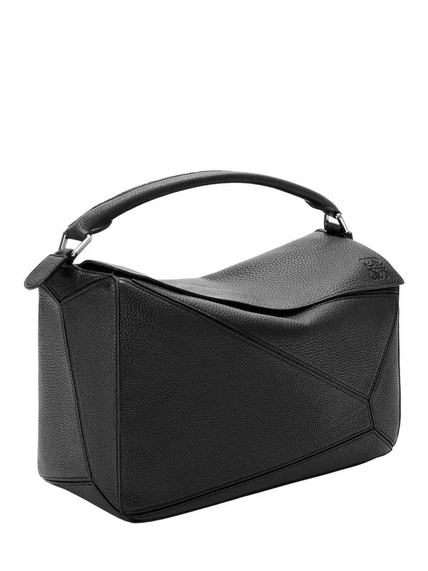 Loewe Large Puzzle Bag In Grained Leather - Black