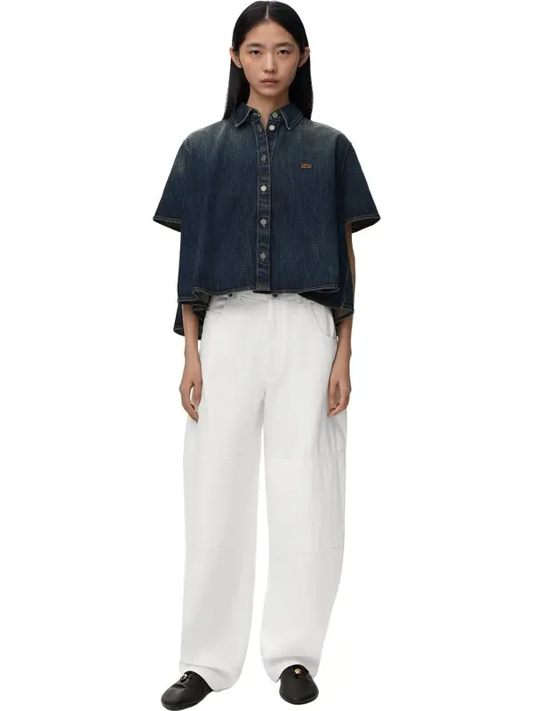 Loewe Jeans In Lightweight Cotton Denim With Panelled Detailing - White