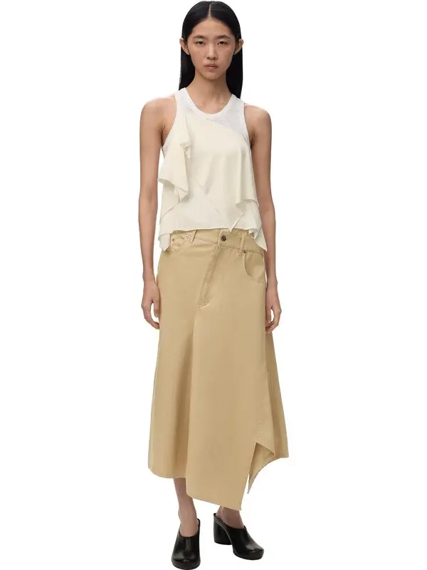 Loewe Asymmetric Cotton Skirt - Beige
