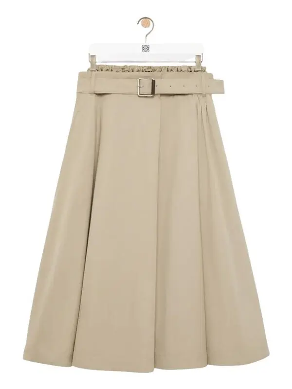 Loewe Cotton And Silk Gabardine Skirt - Beige