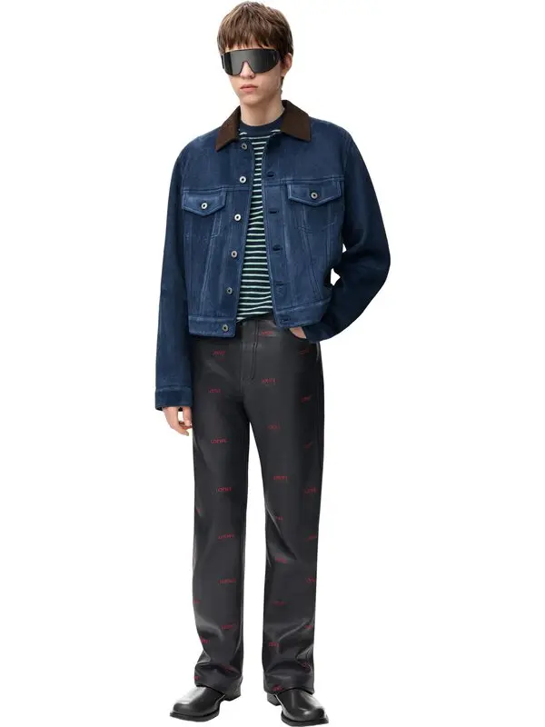 Loewe Suede Goat Skin Trucker Jacket - Navy Blue