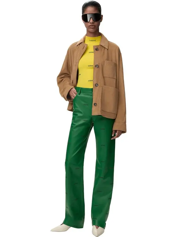 Loewe Suede Leather Workwear Jacket With Asymmetrical Hem - Tan