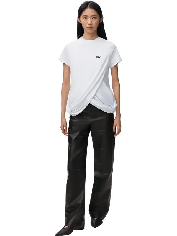 Loewe Draped Cotton T-shirt With Embroidered Logo - White