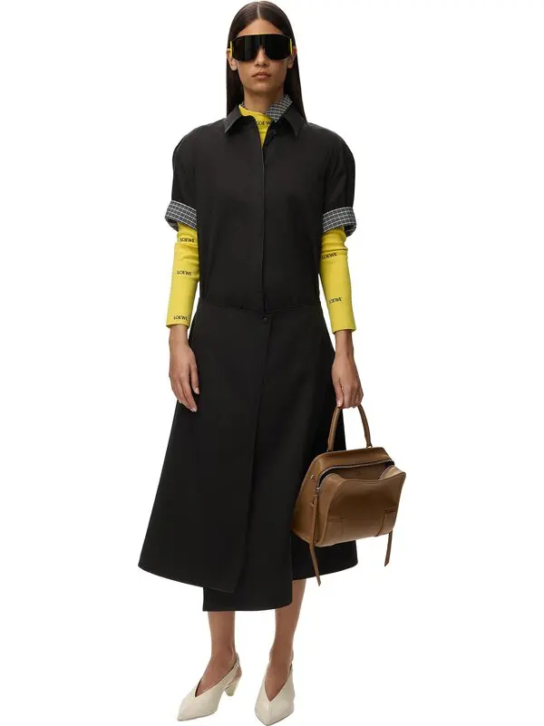 Loewe Cotton And Silk Gabardine Wrap Dress - Black