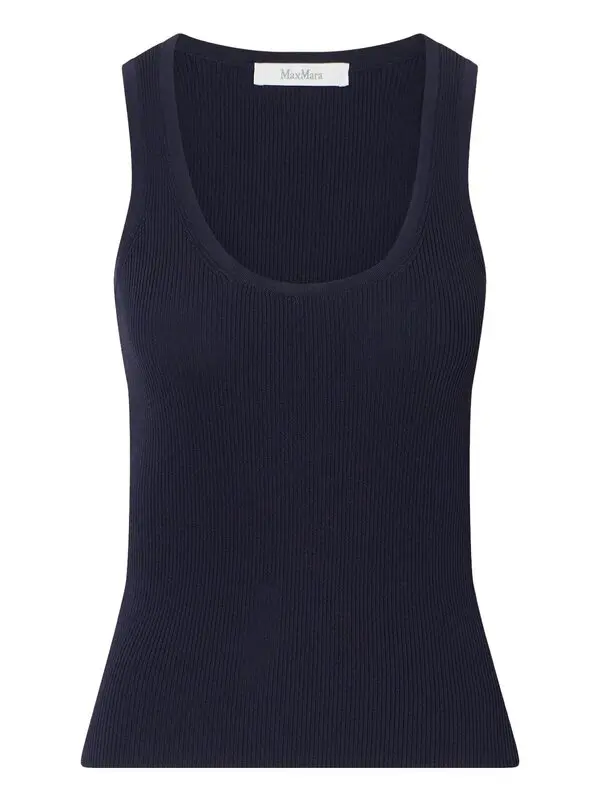 Max Mara Ribbed Scoop Neck Tank - Blue
