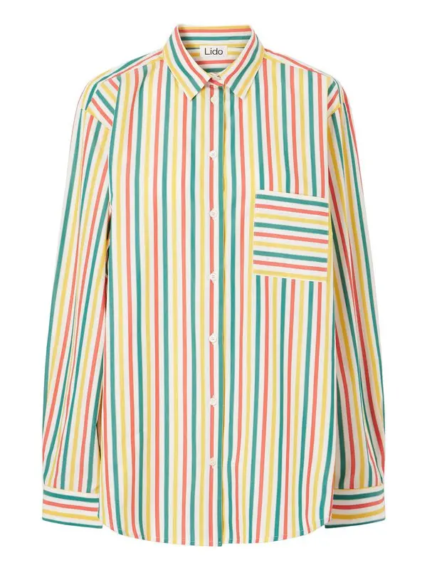 LIDO Striped Cotton-poplin Shirt - Yellow