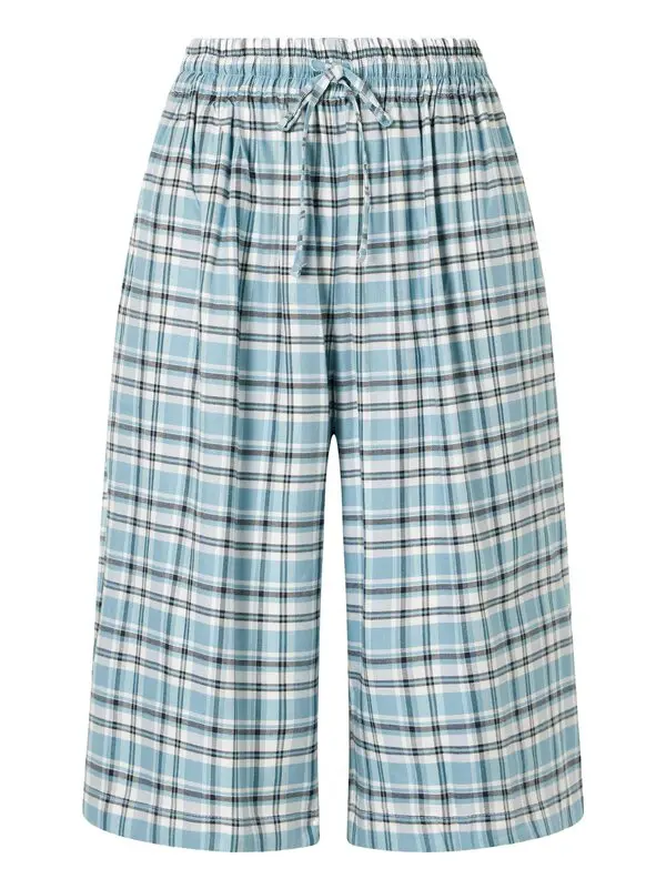 Acne Studios Embroidered Checked Flannel Shorts - Blue