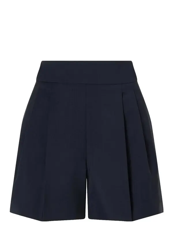 Max Mara Pleated Wool Shorts - Blue