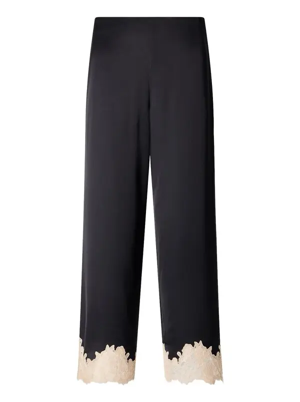 Rixo Marcela Lace-trimmed Satin Wide-leg Pants - Black