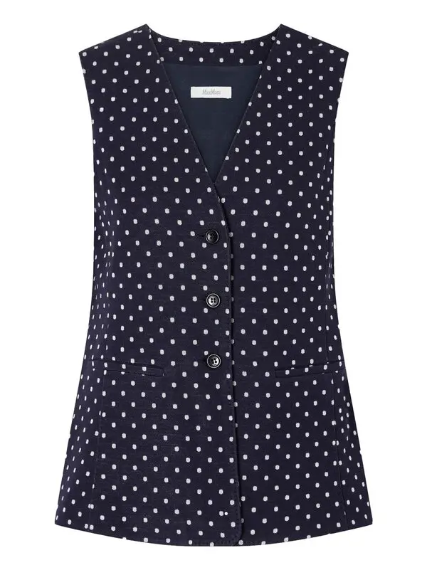 Max Mara Polka Dot Woven Waistcoat - Blue
