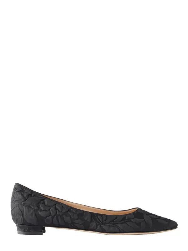 Manolo Blahnik Emilia Wickstead Jacquard Point-toe Flats - Black