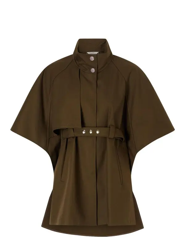 Max Mara Belted Cotton Gabardine Cape - Green