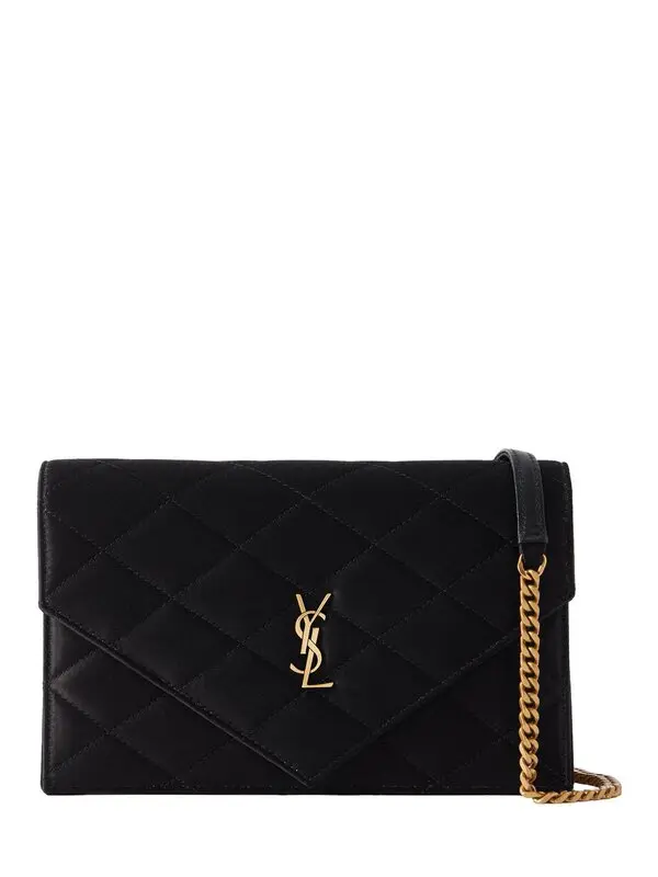 Saint Laurent Quilted Satin Shoulder Bag - Black