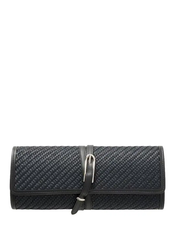 LIFFNER Belted Raffia Clutch - Black