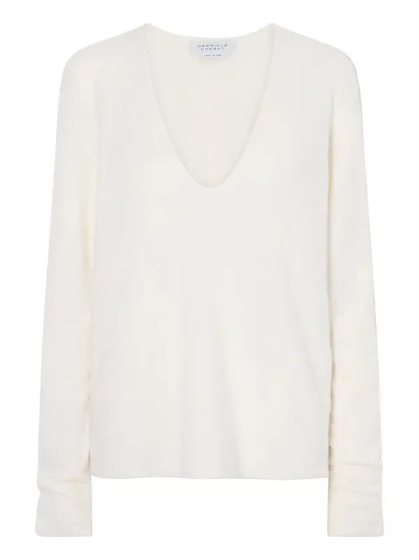 Gabriela Hearst Orlith Cashmere And Silk-blend V-neck Sweater - White