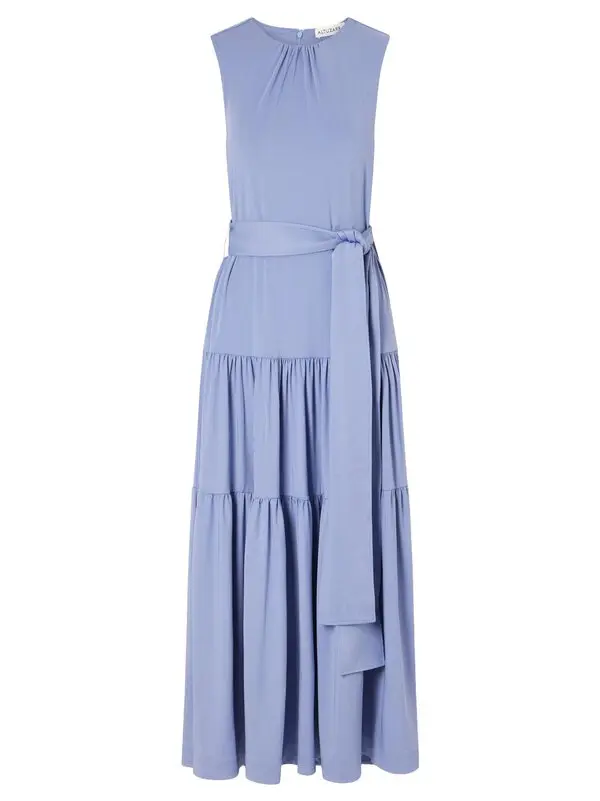 Altuzarra Liza Belted Tiered Jersey Maxi Dress - Blue