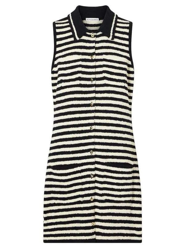 Altuzarra Mamie" Striped Cotton-blend Bouclé Mini Dress - Black