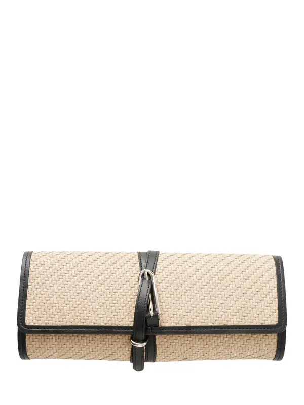 LIFFNER Belted Raffia Clutch - Neutrals