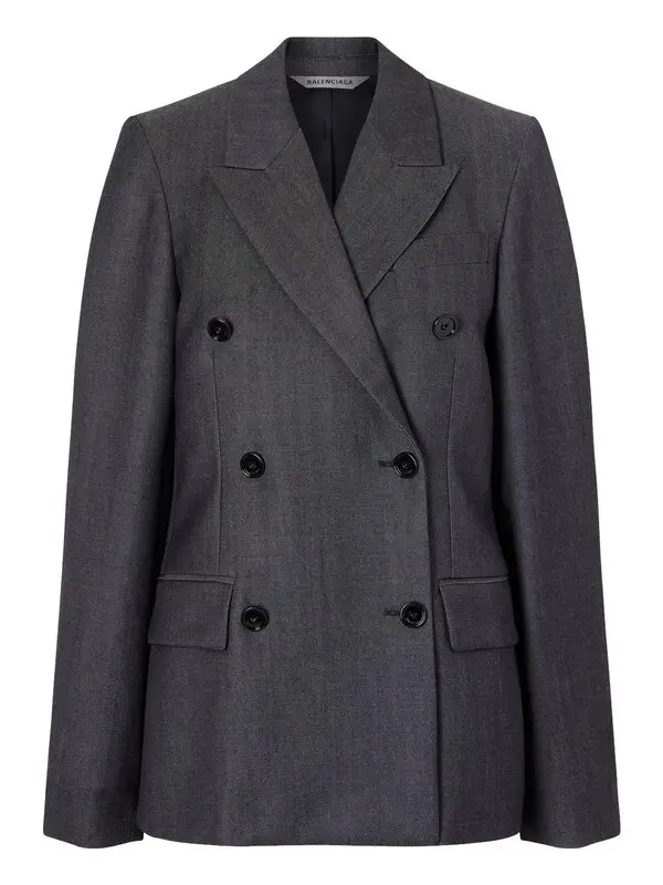 Balenciaga Double-breasted Wool-twill Blazer - Gray