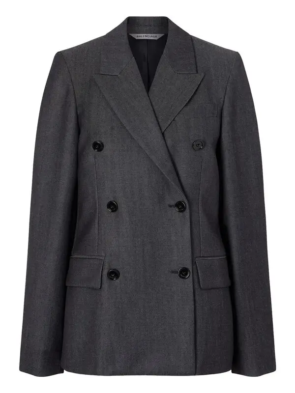 Balenciaga Double-breasted Wool-twill Blazer - Gray