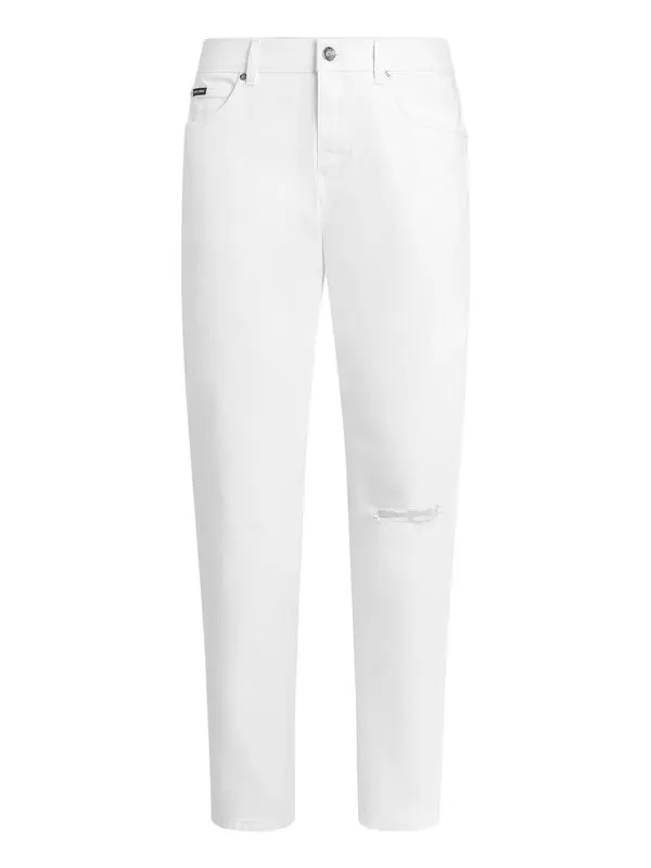Dolce & Gabbana White Cotton Trousers - Multicolor