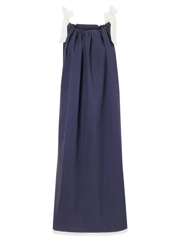 LES VACANCES D’IRINA Two-tone Cotton-poplin Maxi Dress - Blue
