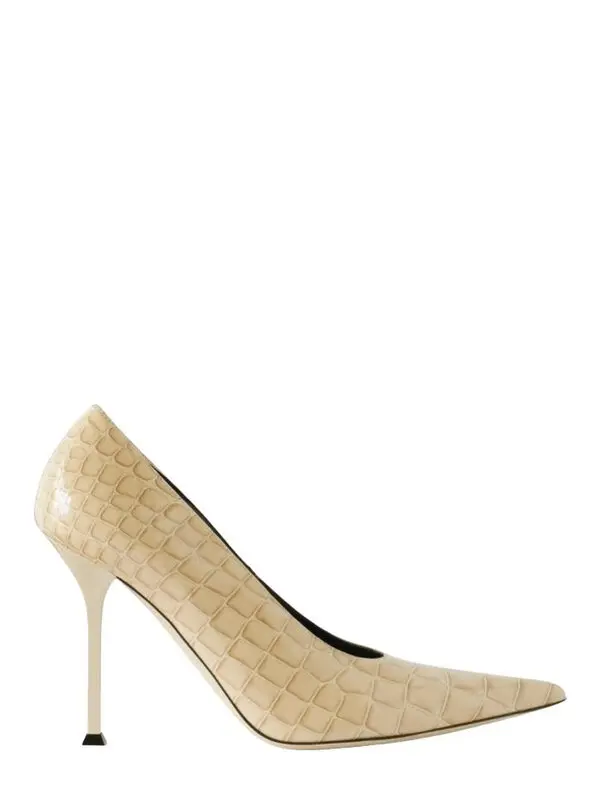 CHRISTEN Helix 95 Croc-effect Leather Stiletto Pumps - Neutrals