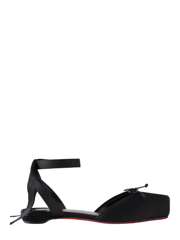 CHRISTIAN LOUBOUTIN Cassia Bow-detailed Satin Flats - Black