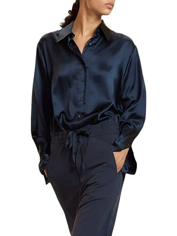 Cynthia Rowley Printed Silk Shirt - Navy