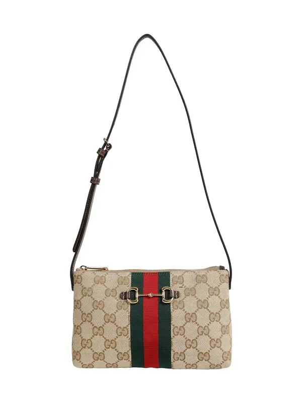 Gucci Gg Canvas And Web Mini Bag With Horsebit Detail - Beige