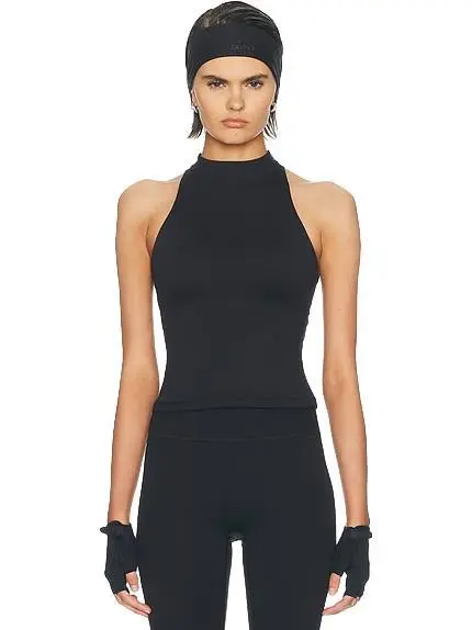 NIKESKIMS Matte Mock Neck Racer Tank Top - Obsidian