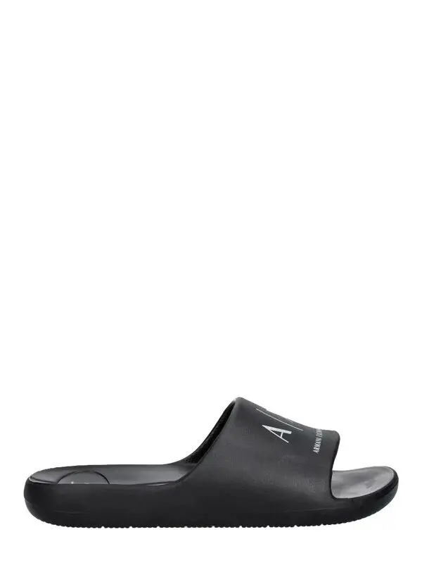 Armani Exchange Logo Print Slides - Black