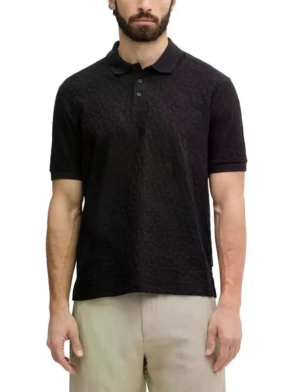 Armani Exchange Logo-jacquard Polo Shirt - Black