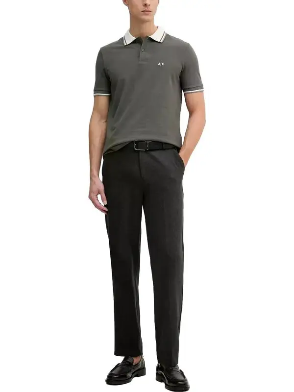 Armani Exchange Logo-embroidered Tipped Polo Shirt - Green