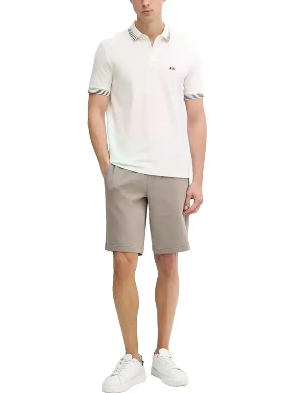 Armani Exchange Logo-embroidered Stripe-trim Polo Shirt - Neutrals
