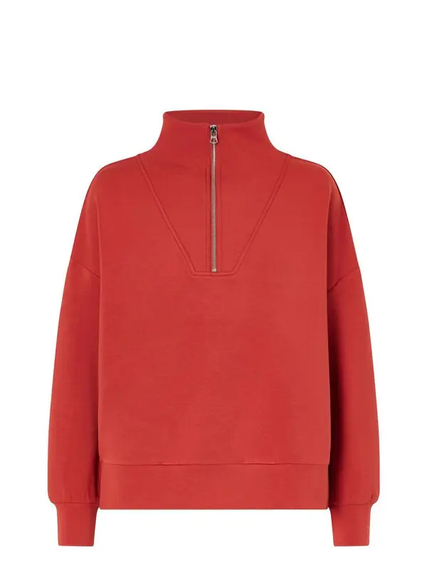 Varley Hawley Jersey Sweatshirt With Half-zip Neckline - Red