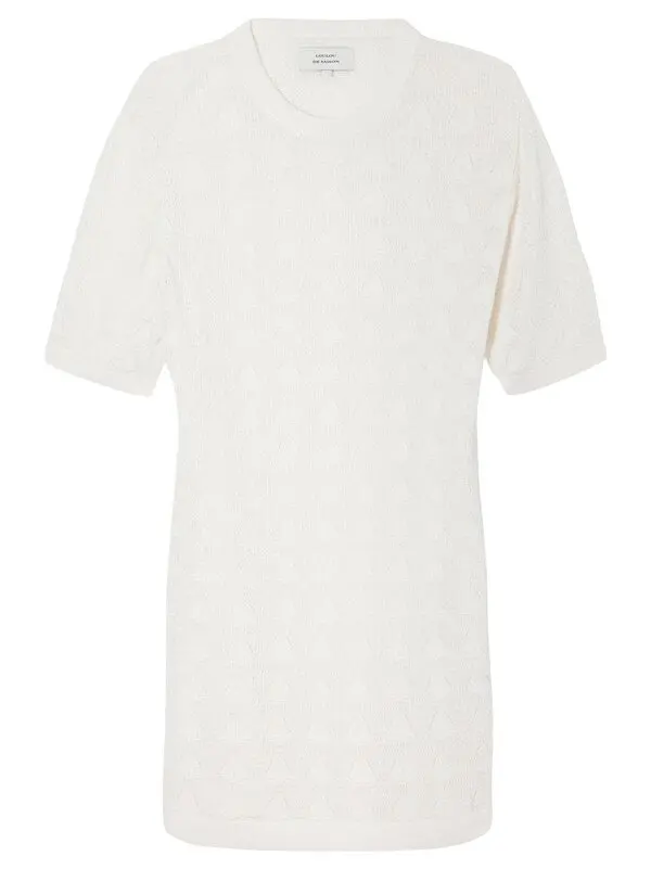 Loulou De Saison Armas Pointelle-knit Mini Dress - Neutrals