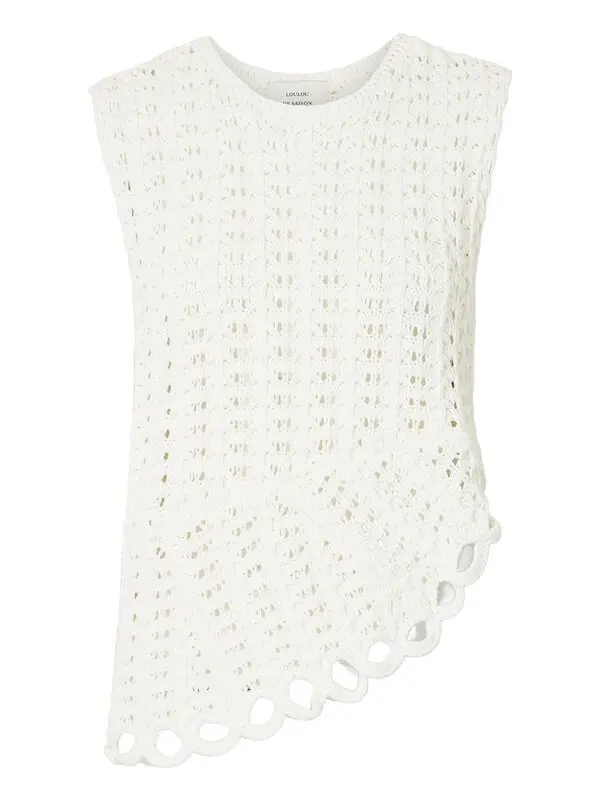 Loulou De Saison Saez Crocheted Top - Neutrals