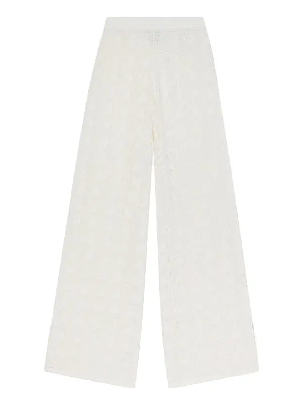 Loulou De Saison Egeo Pointelle-knit Wide-leg Pants - Neutrals