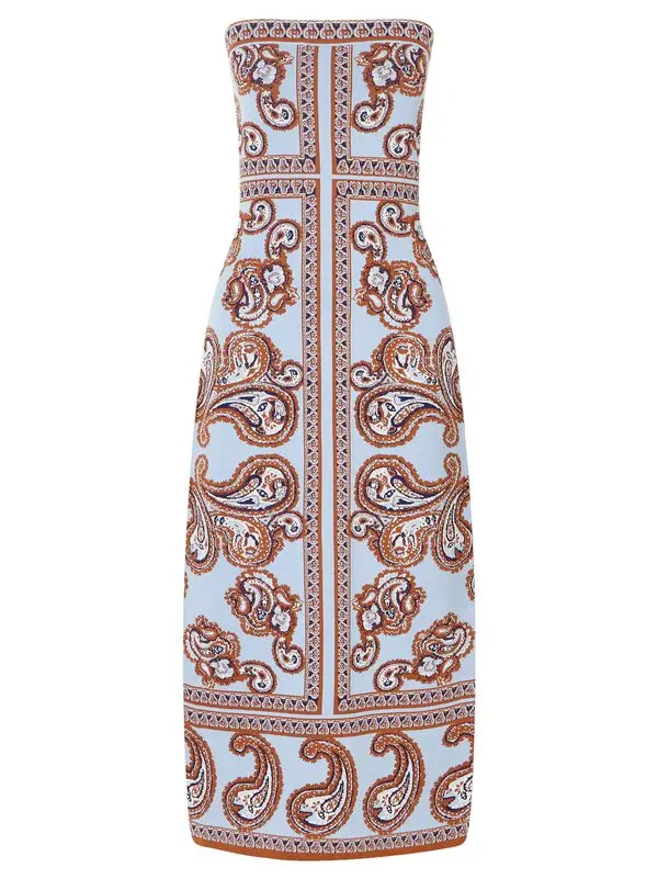 Cara Cara Rome Printed Strapless Midi Dress - Blue