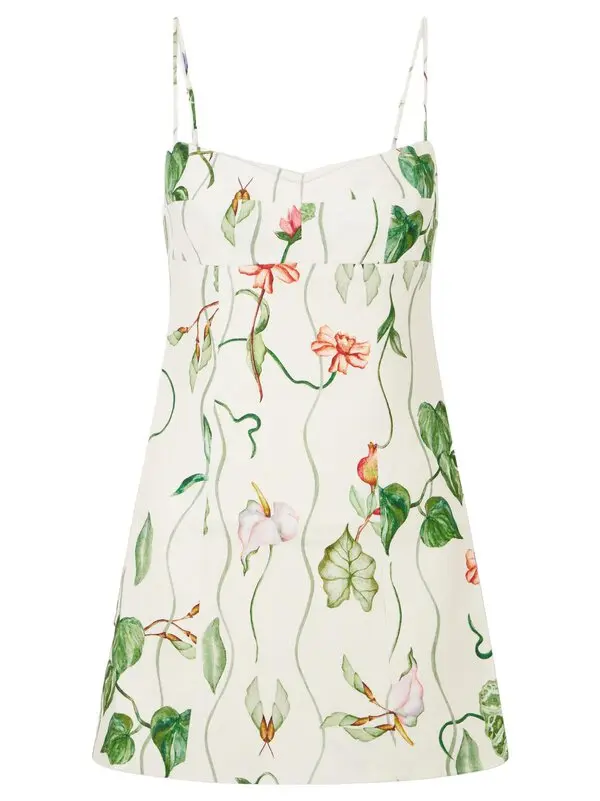 Cara Cara Cherry Printed Linen Mini Dress - Neutrals