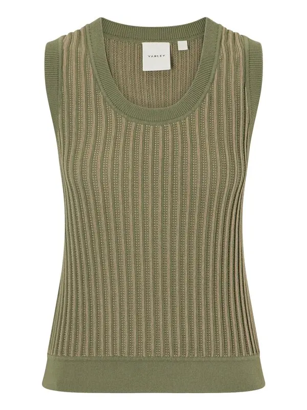 Varley Aldcroft Ribbed-knit Cotton Tank Top - Green