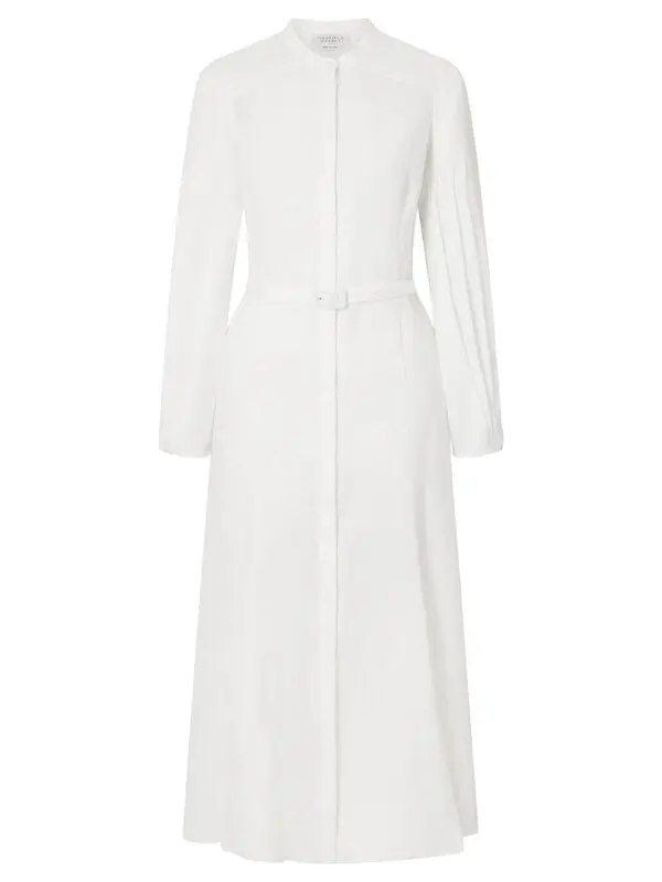 Gabriela Hearst Lydia Belted Linen Midi Dress - White