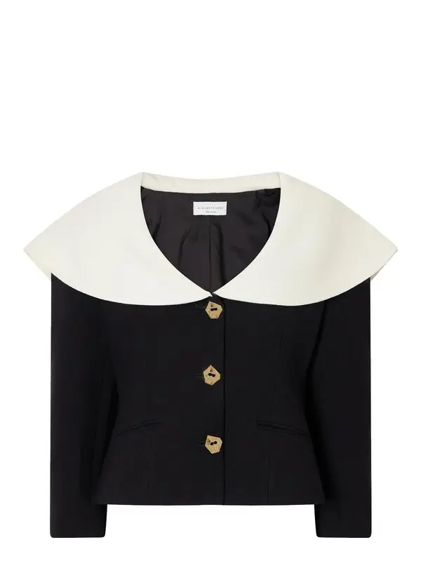 VIOLANTE NESSI Manuela Embellished Wool Jacket With Sailor Collar - Black