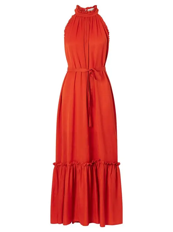 Giuliva Heritage May Silk Crepe Maxi Dress - Red