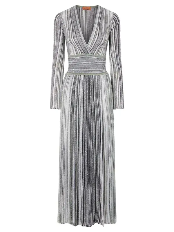 Missoni Striped Sequin-embellished Metallic Crochet-knit Maxi Dress - Black