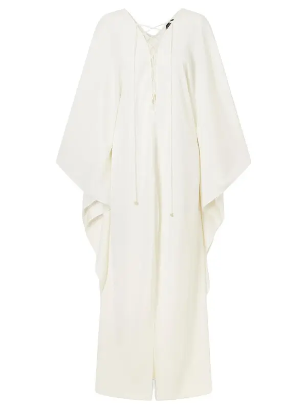 TALLER MARMO Sahara Lace-up Maxi Kaftan Gown - Neutrals