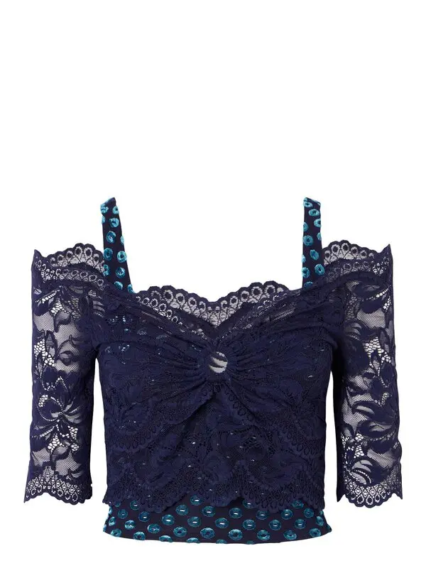 Rabanne Devoré Lace Blouse - Blue