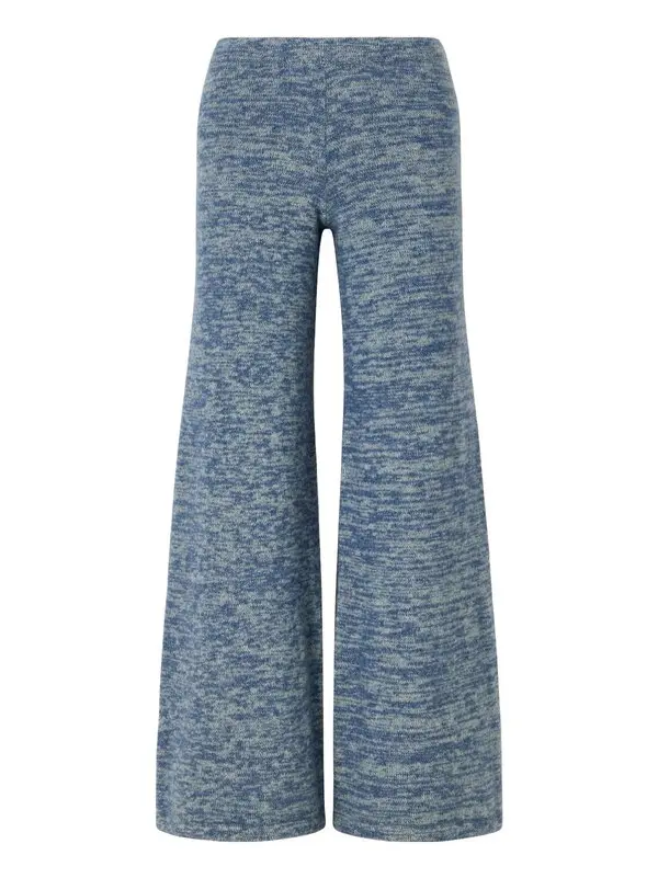 THE ELDER STATESMAN Nimbus Knitted Cashmere And Silk-blend Wide-leg Pants - Blue