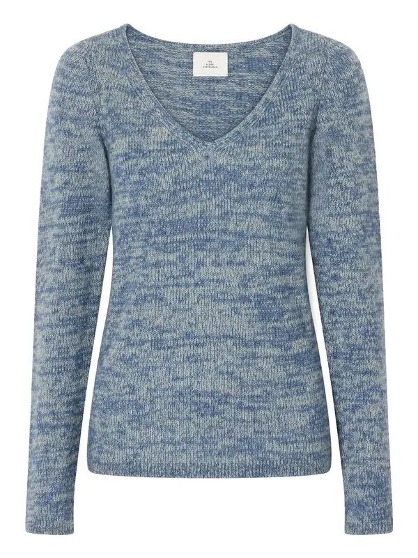 THE ELDER STATESMAN V-neck Cashmere And Silk-blend Sweater - Blue